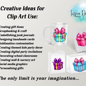 Cute Birthday Presents Clipart, Fun Bright Cartoon Style Gifts Instant ...