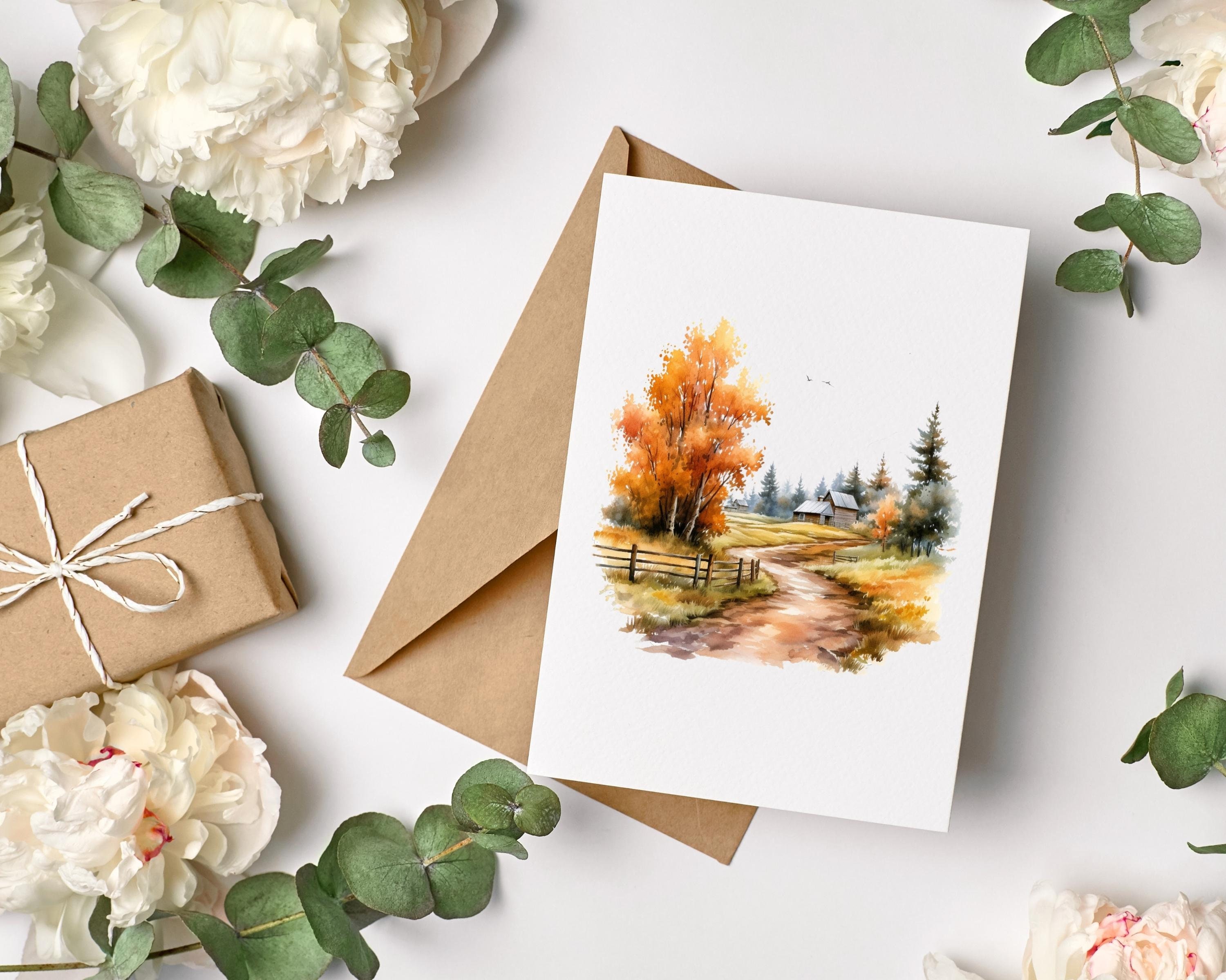 Autumn / Fall Landscapes Watercolor Clipart Scenes, Craft Sublimation ...