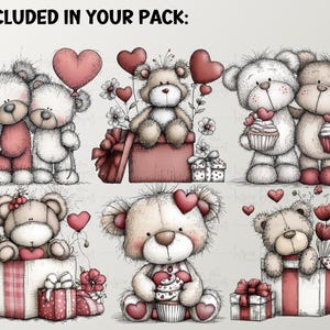 Cute Teddy Bear Love Clipart - Watercolor Valentines Day Teddies ...