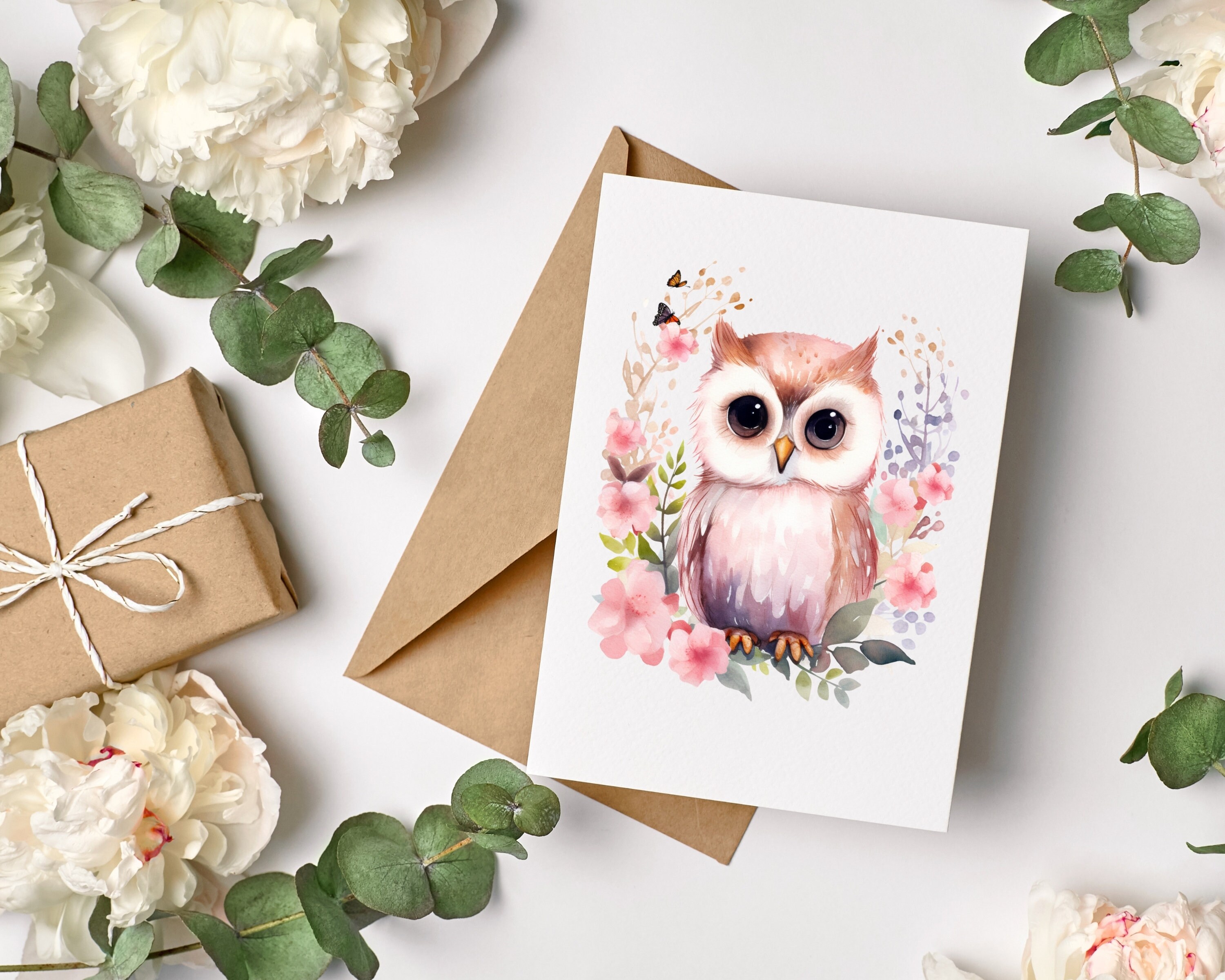 Adorable Floral Owls Watercolor Clipart, Digital/paper Craft, Cute ...