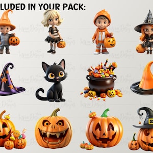 3D Style Cute Little Halloween Kids Children Clipart, Commercial Use ...