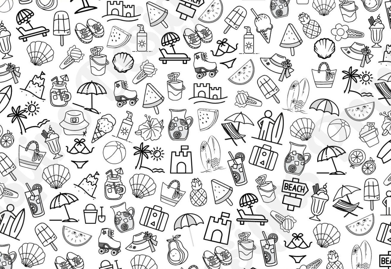 Summer Fun Search & Color Doodles I SPY Printable Counting Coloring ...
