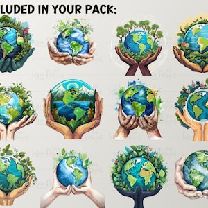 Beautiful Planet Earth Watercolor Earth Day Month Clipart, Nature Craft ...