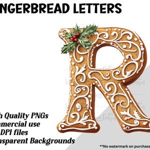 Gingerbread Letters Clipart, Christmas Cookie Alphabet Digital & Paper ...