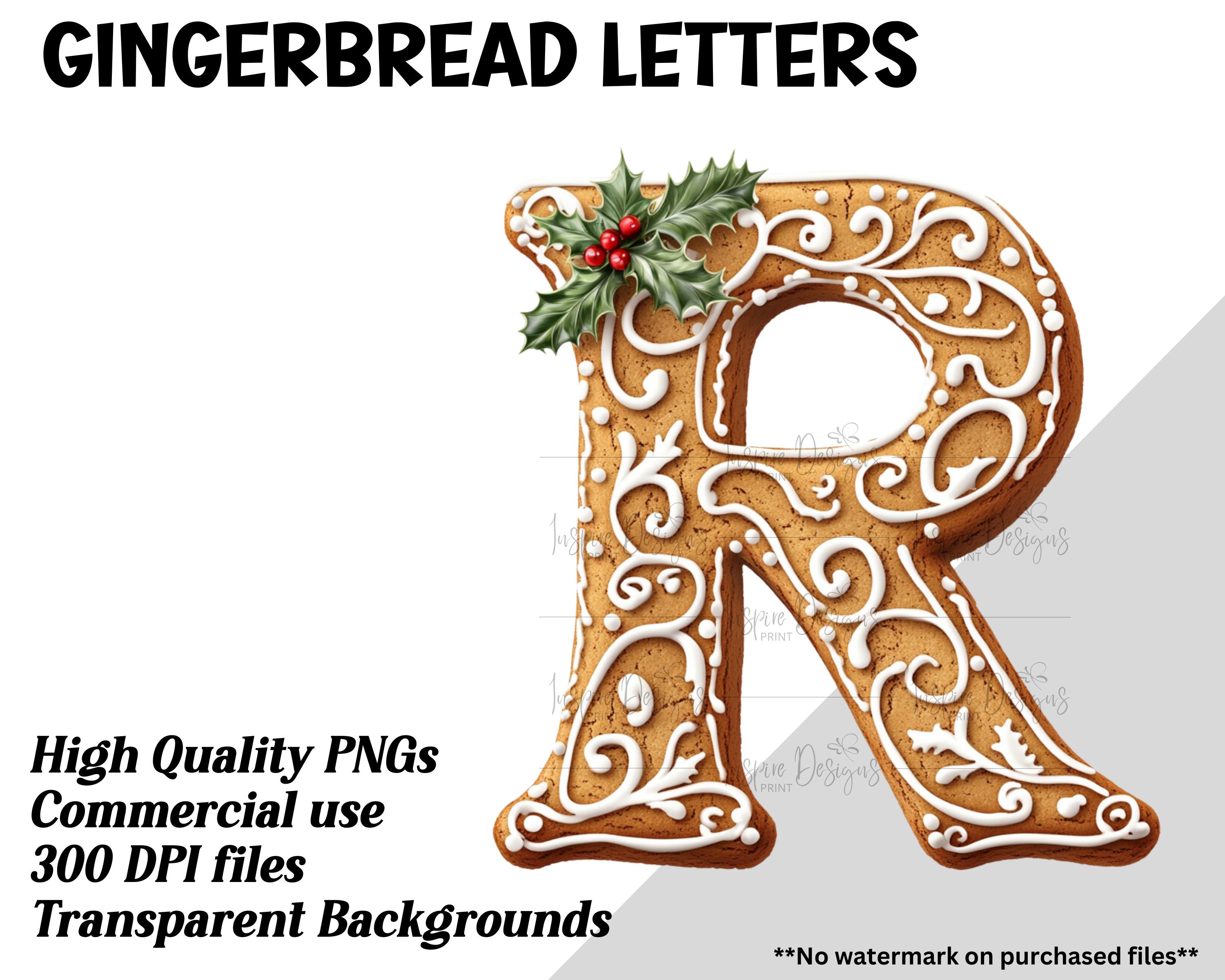 Gingerbread Letters Clipart, Christmas Cookie Alphabet Digital & Paper ...