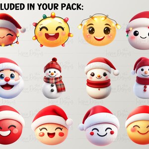 Christmas Emojis Cartoon Clipart, Instant Download Emoticons ...