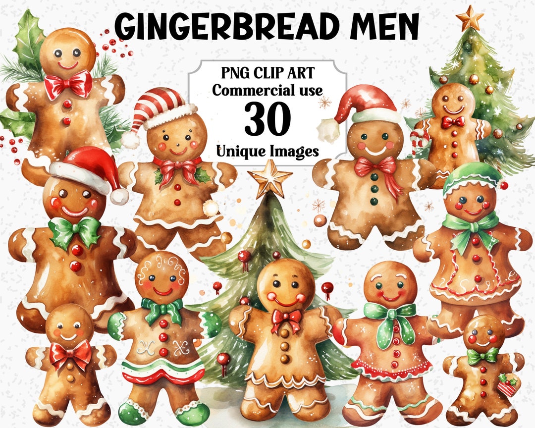 Gingerbread Men Watercolor Christmas Man Clipart, Craft Scrapbooking ...