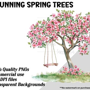 Stunning Spring Trees Watercolor Clipart, Digital Floral Crafts ...