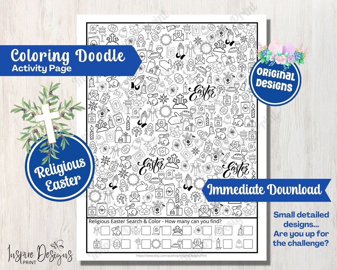 Religious Easter Search & Color Doodles - I SPY Printable Counting Page ...