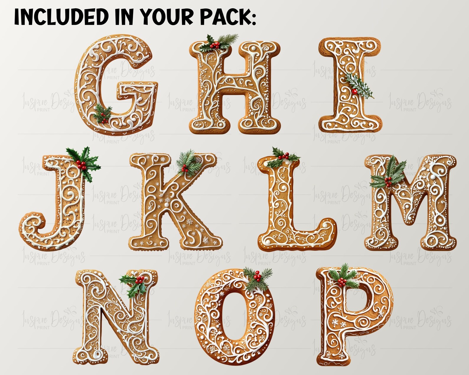 Gingerbread Letters Clipart, Christmas Cookie Alphabet Digital & Paper ...