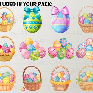Cute Pastel Easter Eggs Clipart, Pink & Yellow Cartoon Style Digital ...