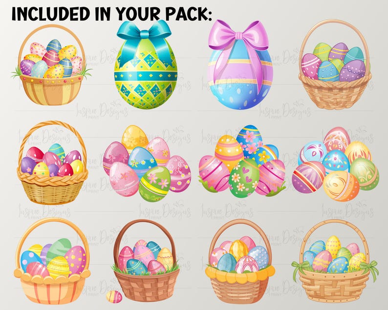 Cute Pastel Easter Eggs Clipart, Pink & Yellow Cartoon Style Digital ...