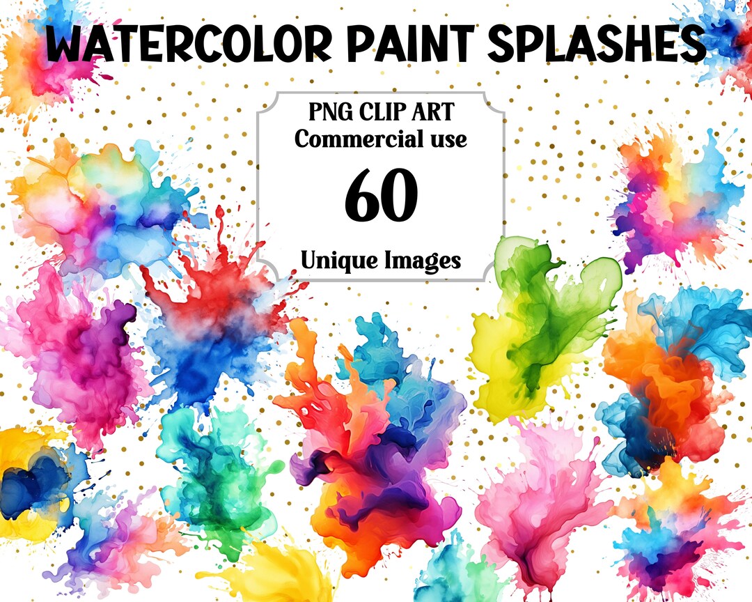 Watercolor Paint Splashes Clipart, Digital & Paper Crafts, Abstract ...