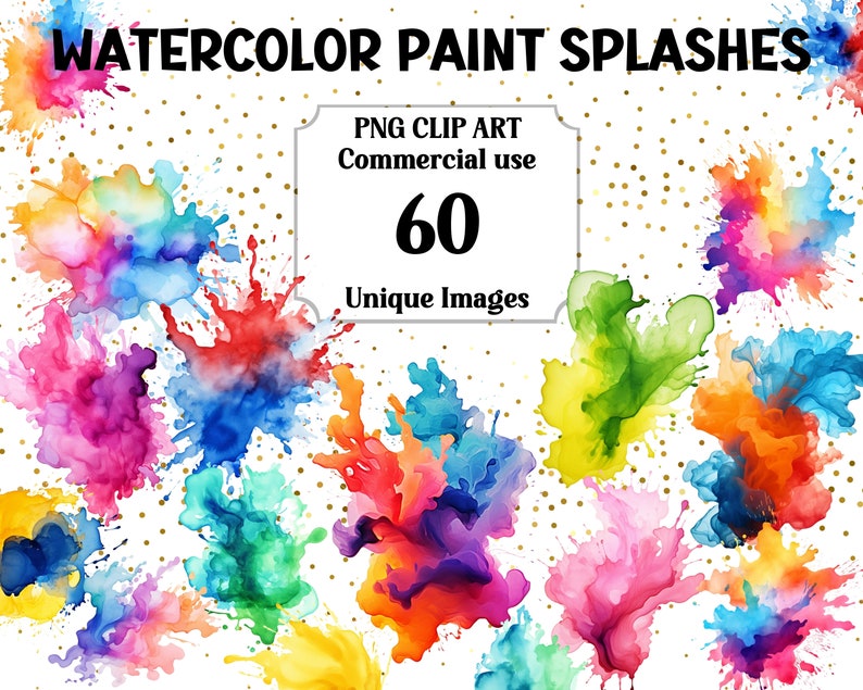 Watercolor Paint Splashes Clipart, Digital & Paper Crafts, Abstract ...