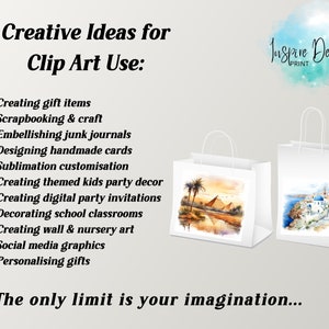 World Landmarks Watercolor Clipart, Digital & Paper Craft Iconic Scenes ...