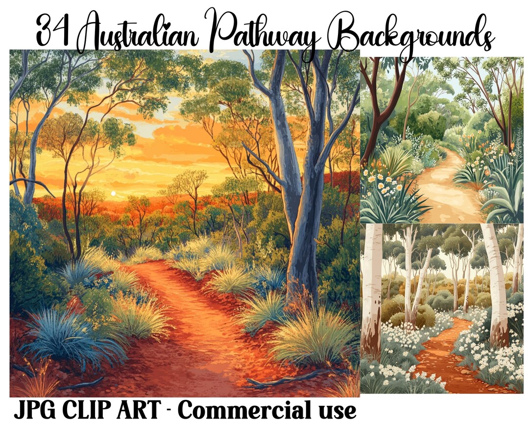 Australian Pathway Backgrounds Clipart Scenes, Digital & Paper Craft ...