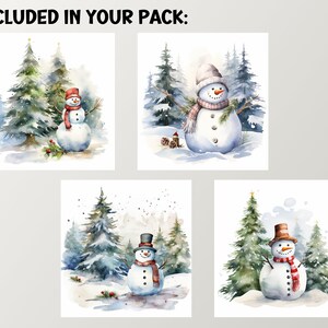 Christmas Snowmen Winter Scenes Watercolor Clipart, Digital & Paper ...