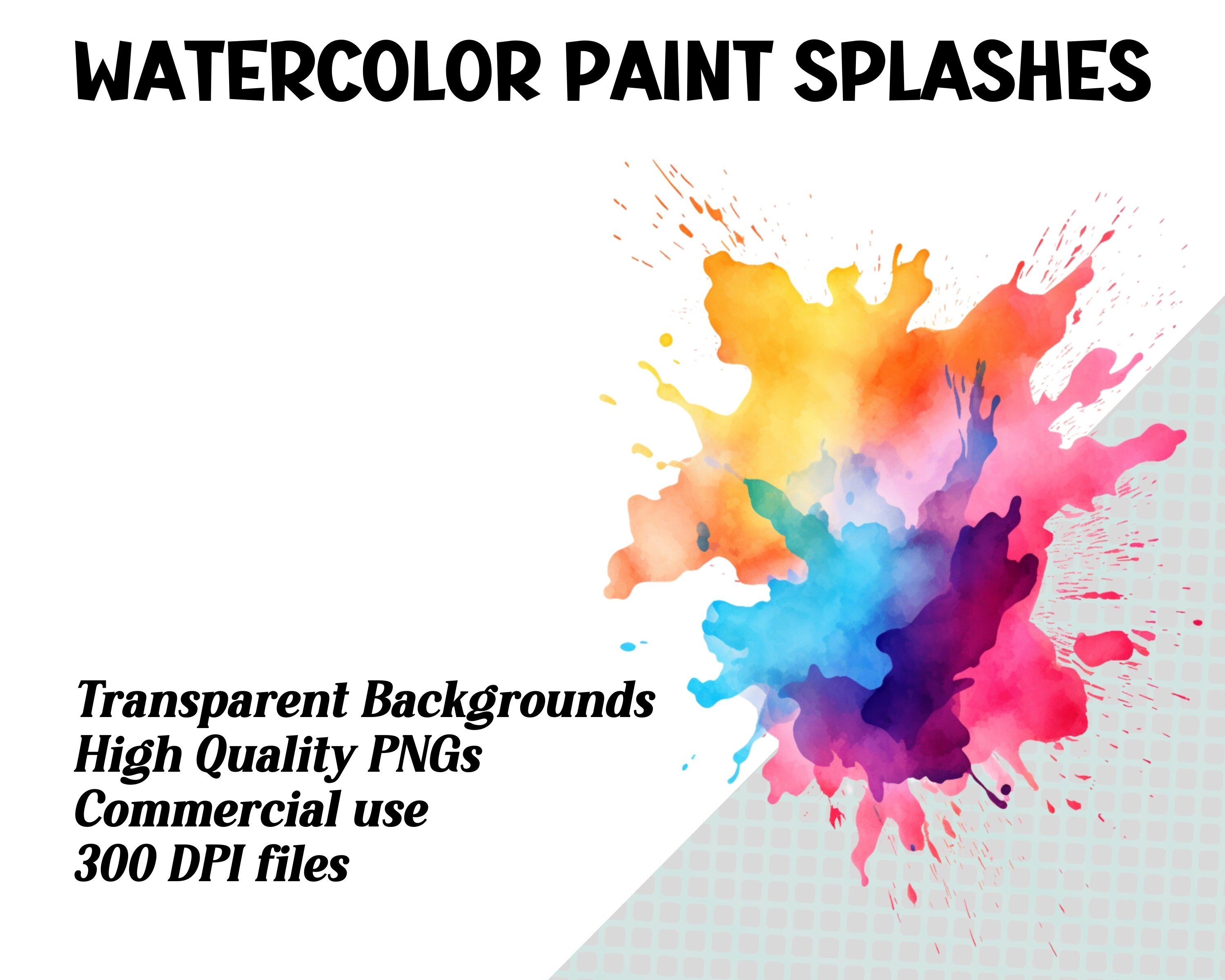 Watercolor Paint Splashes Clipart, Digital & Paper Crafts, Abstract ...