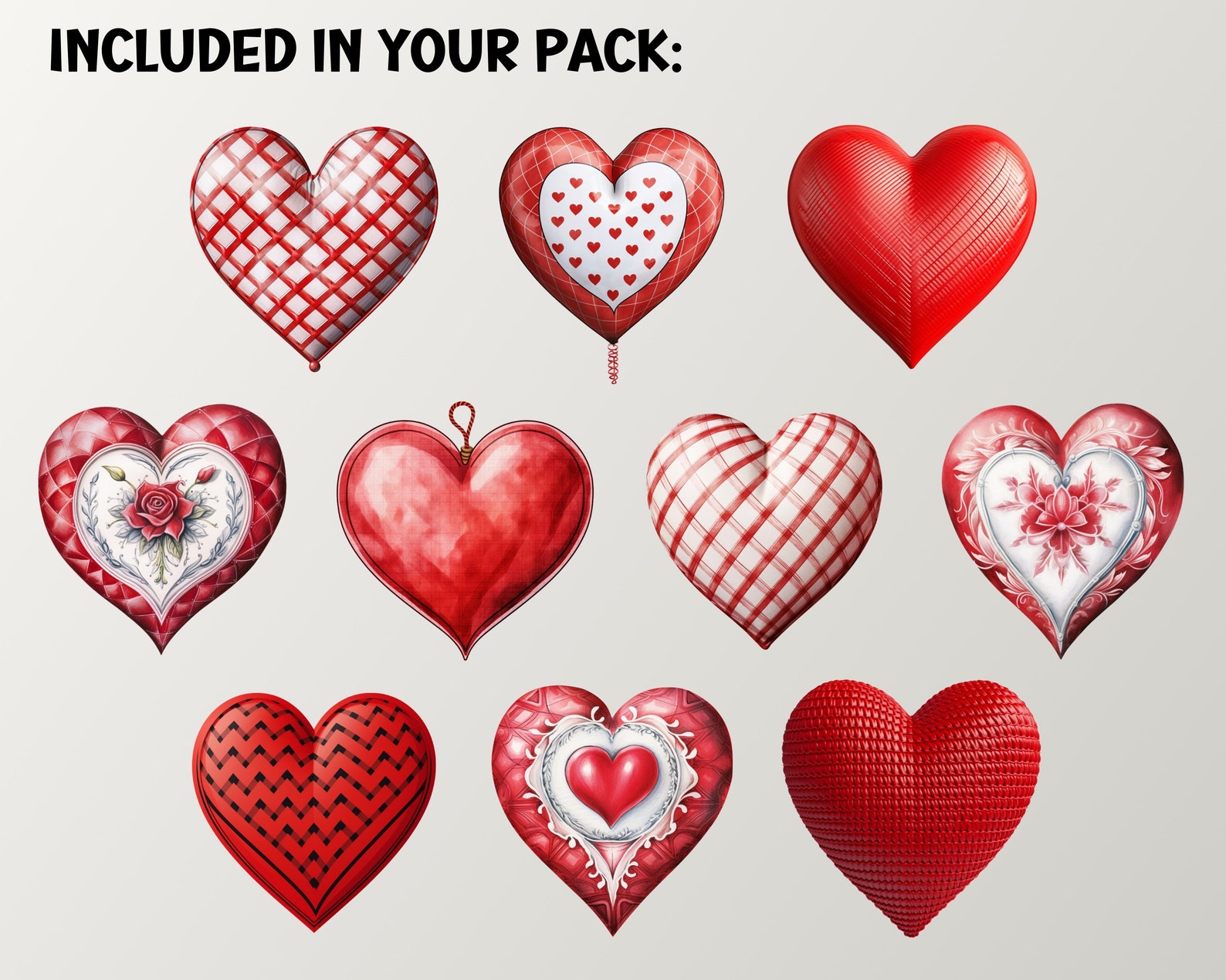 Hearts Full of Love Valentines Day Red Watercolor Clipart, Cards Craft ...