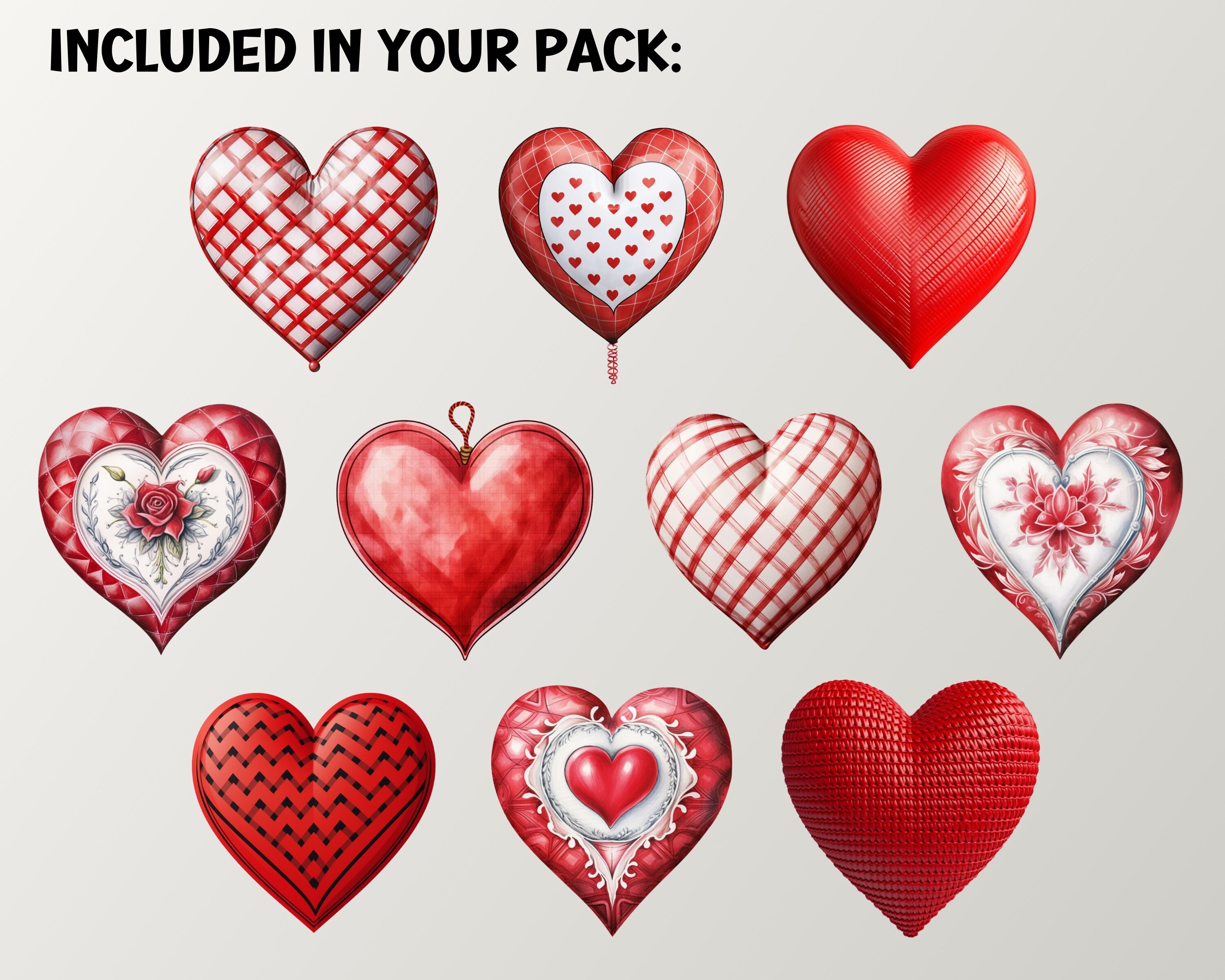 Hearts Full of Love Valentines Day Red Watercolor Clipart, Cards Craft ...