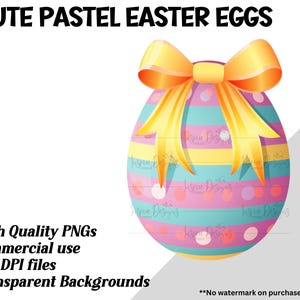 Cute Pastel Easter Eggs Clipart, Pink & Yellow Cartoon Style Digital ...