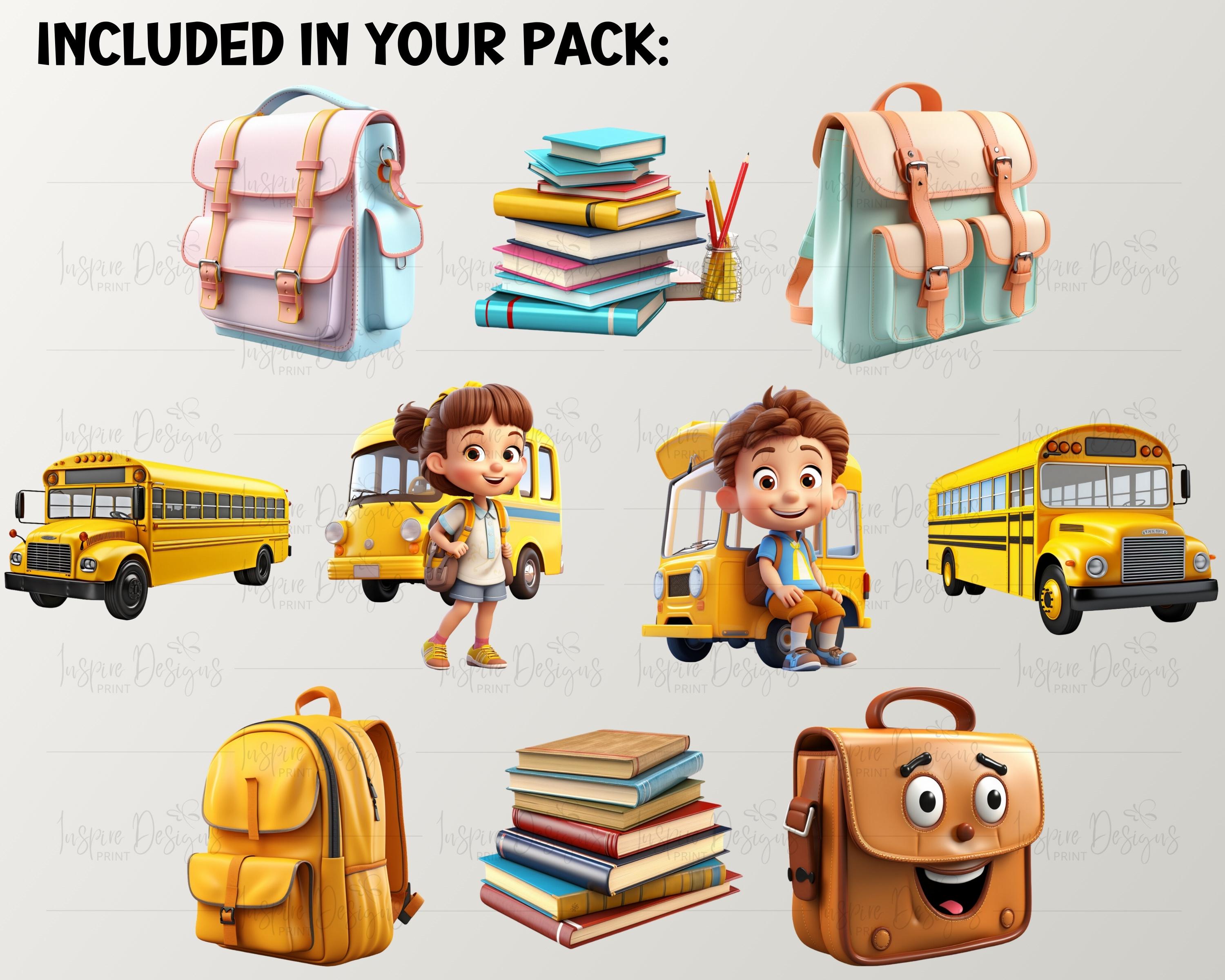 3D Style Back to School Clipart Set2, Commercial Use Children People ...