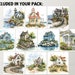 Seaside Cottages Watercolor Clipart Scenes, Coastal Ocean Houses ...