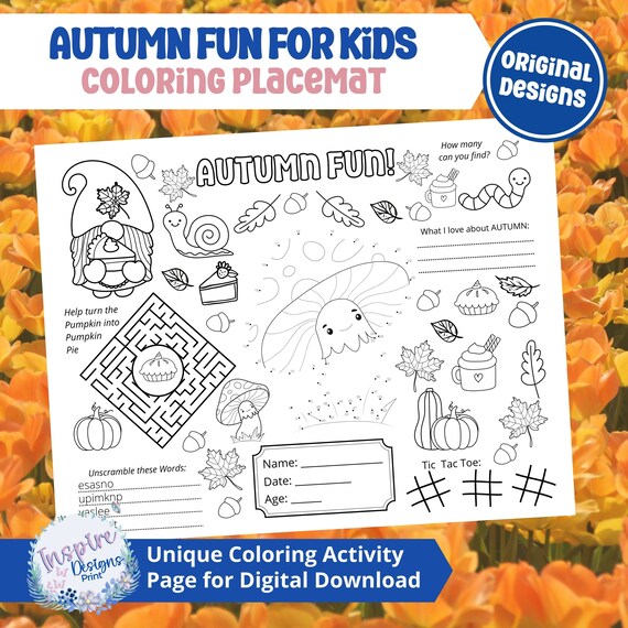 Printable Fall Coloring Pages Placemat