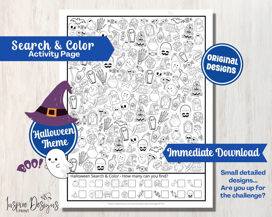Halloween Search & Color Doodles - I SPY Printable Counting Coloring ...