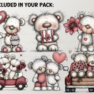 Cute Teddy Bear Love Clipart - Watercolor Valentines Day Teddies ...