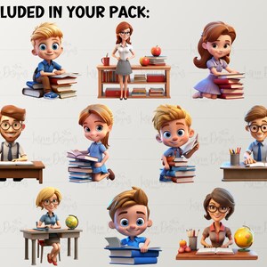 3D Style Back to School Clipart Set2, Commercial Use Children People ...