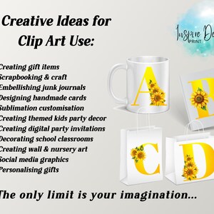 Sunflower Alphabet Clipart, Digital & Paper Crafts, Spring Flowers ...