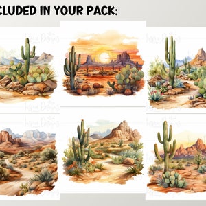 Arid Desert Scenes Watercolor Cactus Clipart, Digital Craft, Instant ...