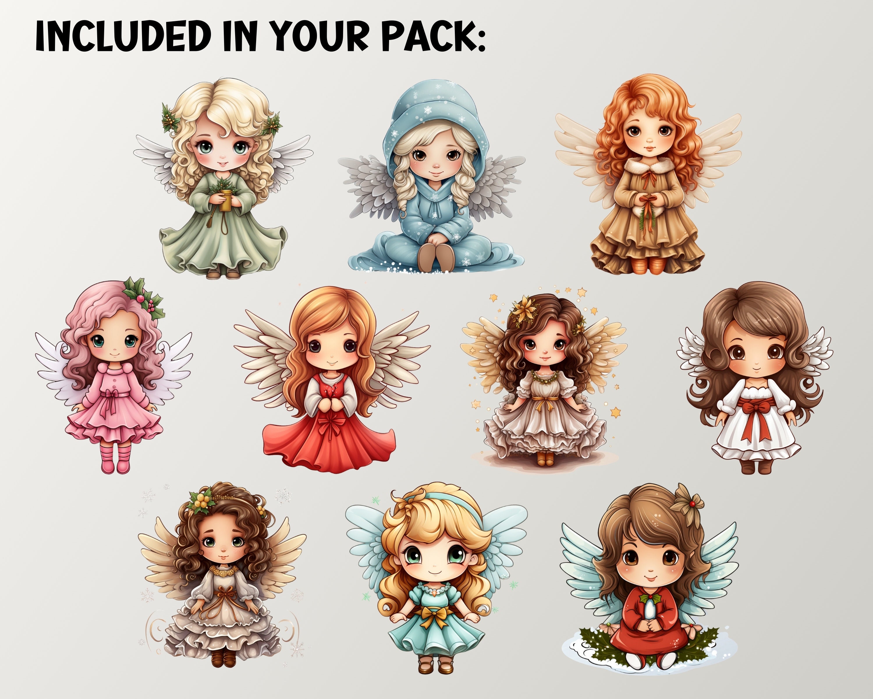 Little Angel Girls Clipart, Instant Download Commercial Use, Watercolor ...