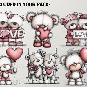 Cute Teddy Bear Love Clipart - Watercolor Valentines Day Teddies ...