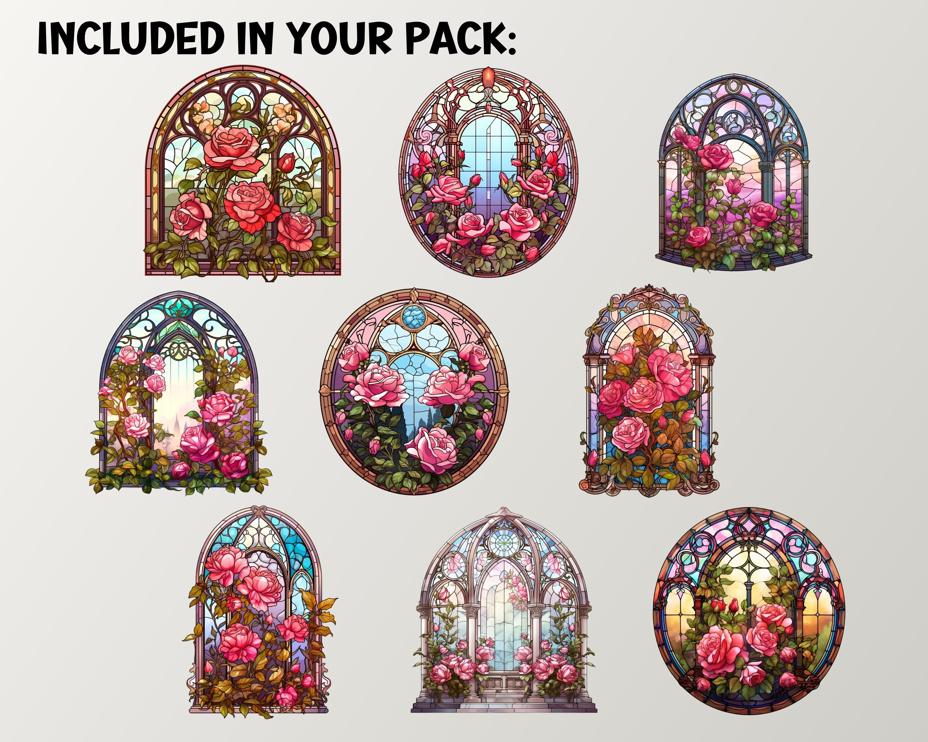 Rose Gardens Stained Glass Windows Clipart, Cards Invites Craft ...