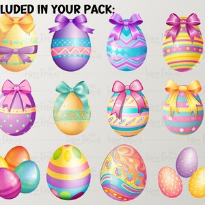 Cute Pastel Easter Eggs Clipart, Pink & Yellow Cartoon Style Digital ...