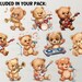 Cartoon Musical Bears Clipart, Instant Download, Music Guitar Drums ...