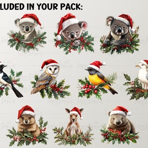 Australian Christmas Animals Clipart Set 2, Watercolor Animals Koala ...
