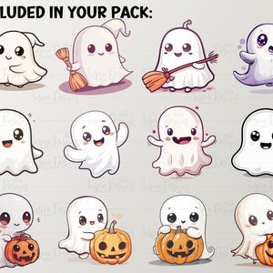 Cute Halloween Ghosts Clipart, Digital Spooky Craft, Instant Download ...