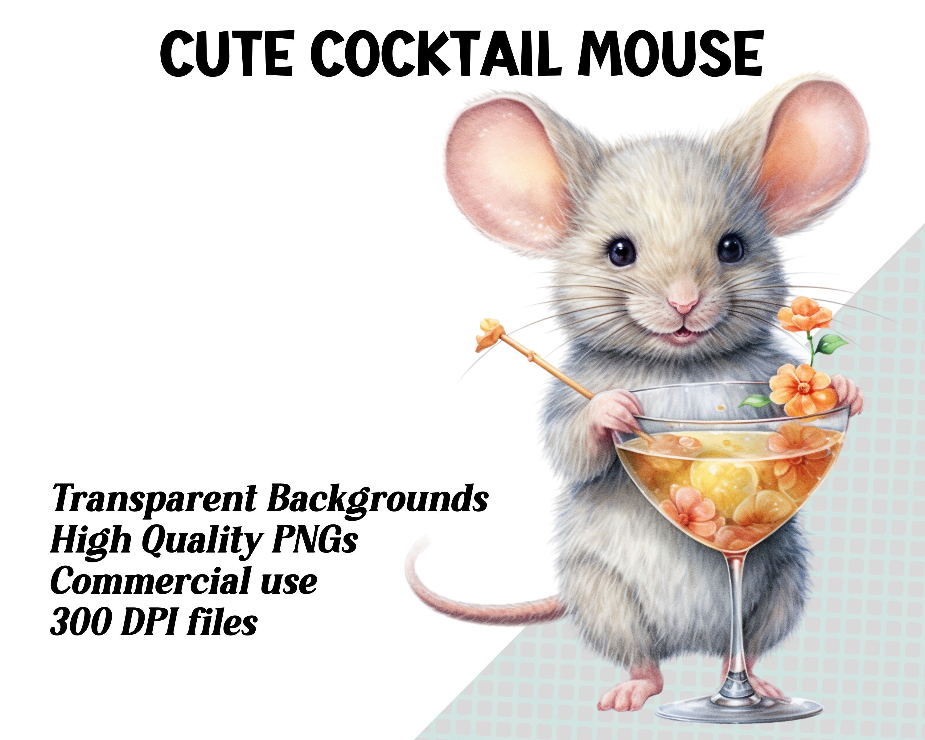 Cute Cocktail Mice Clip Art, Digital & Paper Crafts Fantasy Animal ...