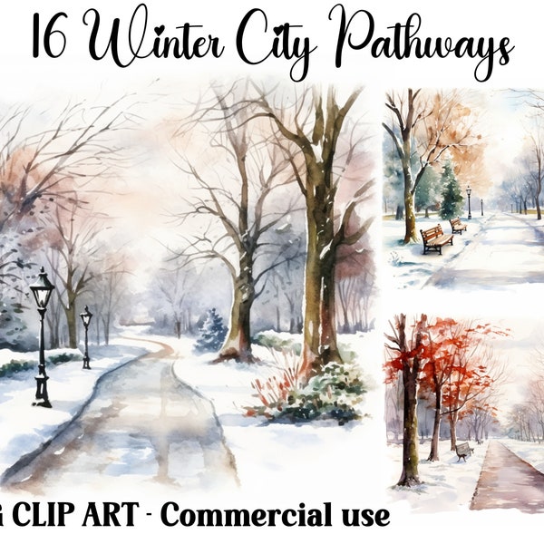 Christmas Snowmen Winter Scenes Watercolor Clipart, Digital & Paper ...