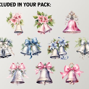 Christmas Bells Watercolor Clipart Decorations, Cards Invites Craft ...