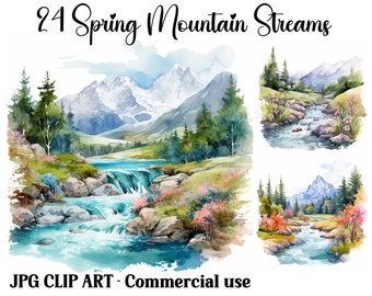 Country Gardens Watercolor Spring Scenes Clipart, Digital & Paper Craft ...