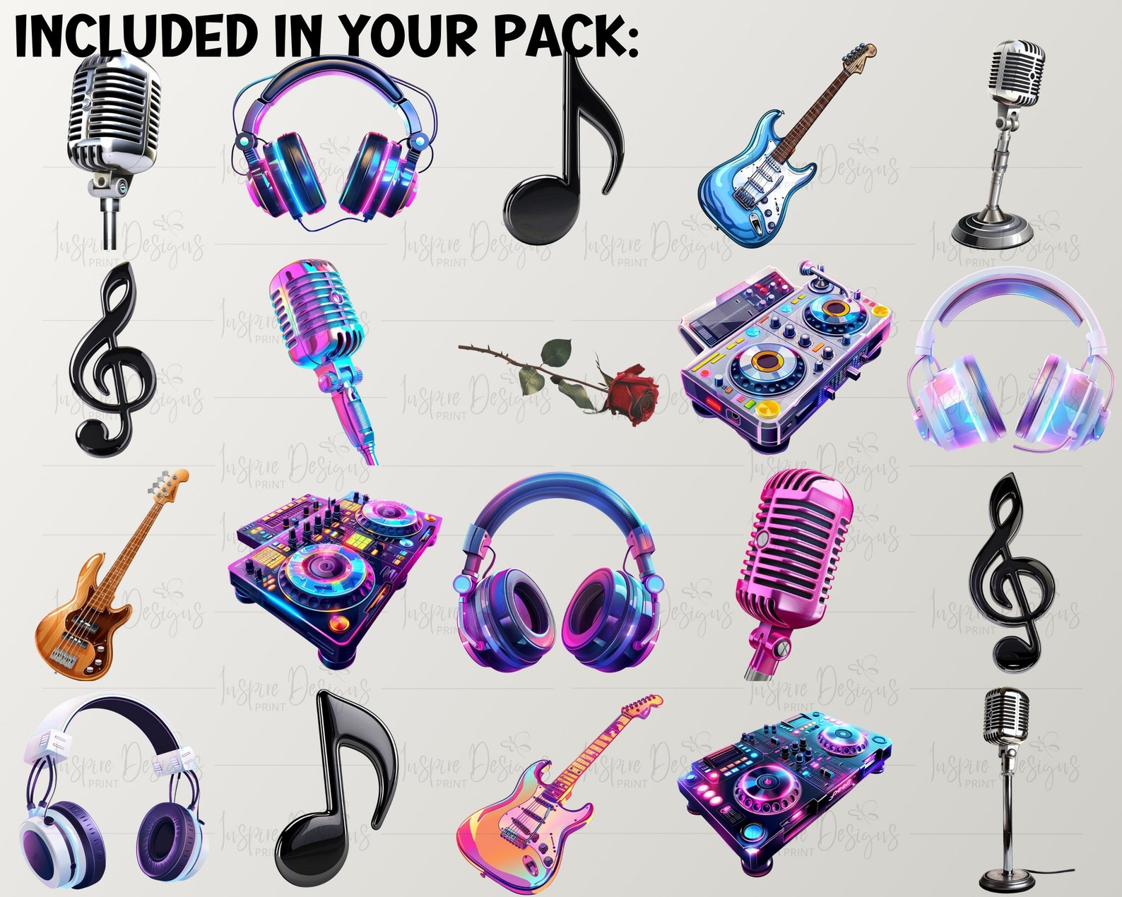 Concert & Stage Props Clipart, Instant Download, Lights Spotlight DJ ...