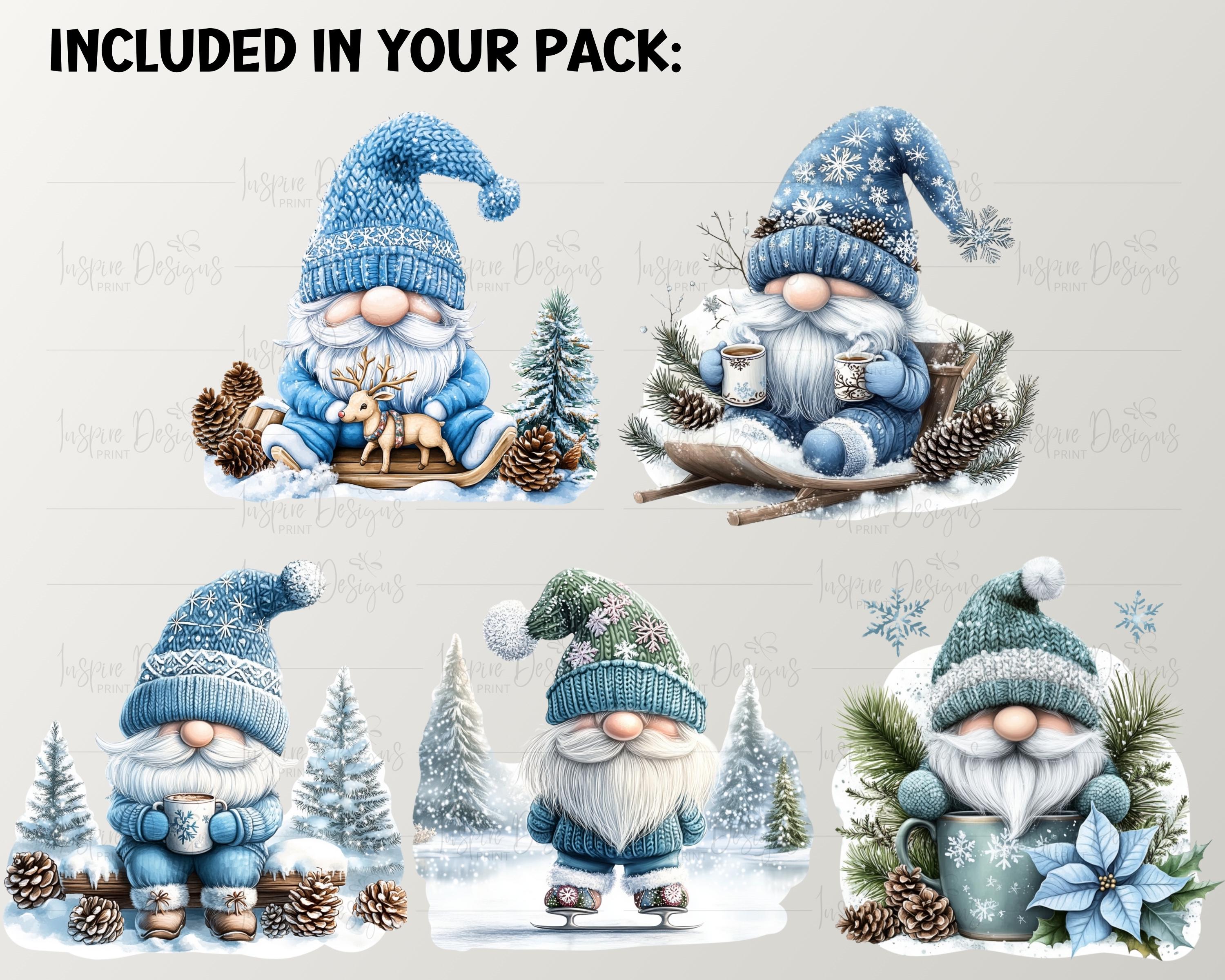 Blue Winter Gnomes Clipart, Craft Christmas Decorations, Instant ...