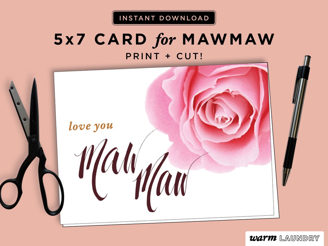 Mawmaw Rose Card: Printable Mother's Day or Birthday (digital Download ...