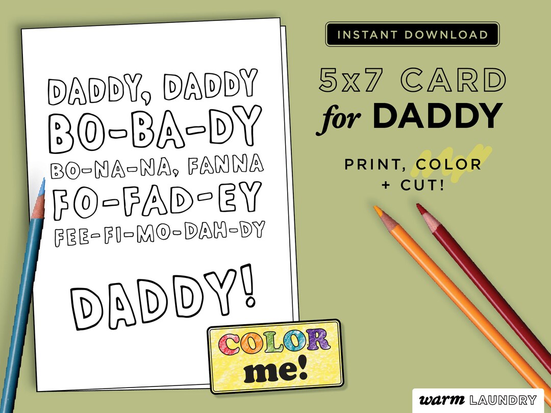 Daddy Printable Card | Dad Father's Day Card | Dad Birthday Fun | Dad ...