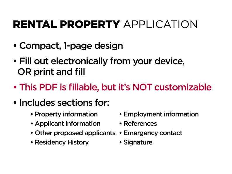 Fillable Rental Application Form: Landlord Leasing Documents (digital ...