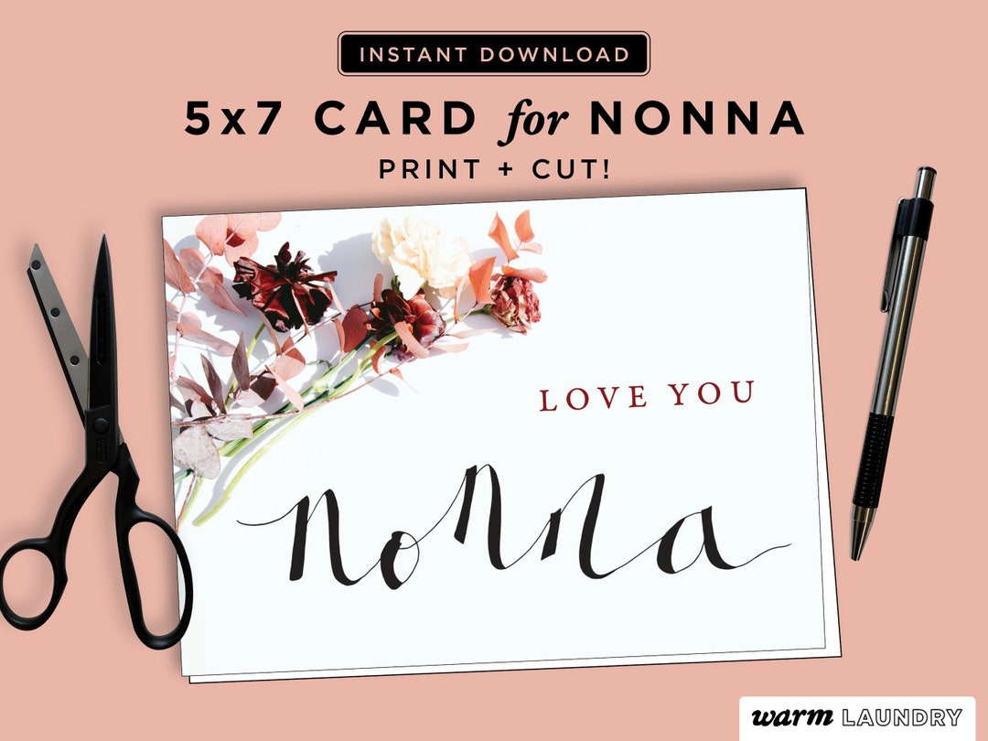 Nonna Mother's Day Printable Card, Floral Design | Nonna Birthday Card ...